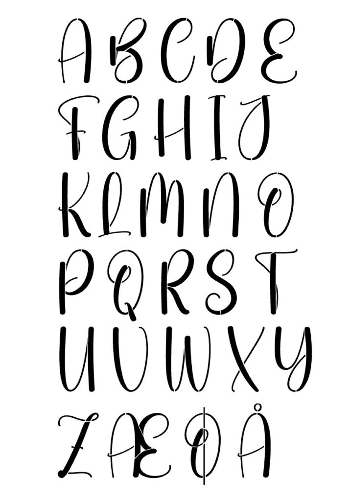 Bogstav skabelon - Barbie skrift - små bogstaver